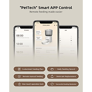 LAMPICK Smart Automatic Cat Feeder - WiFi Cat Food Dispenser with APP Control Up to 15 Portions((8g/Portion) 10 Meals Per Day, Dual Power Supply Pet Feeders for Cats/Dogs (4L/16.9 Cups)