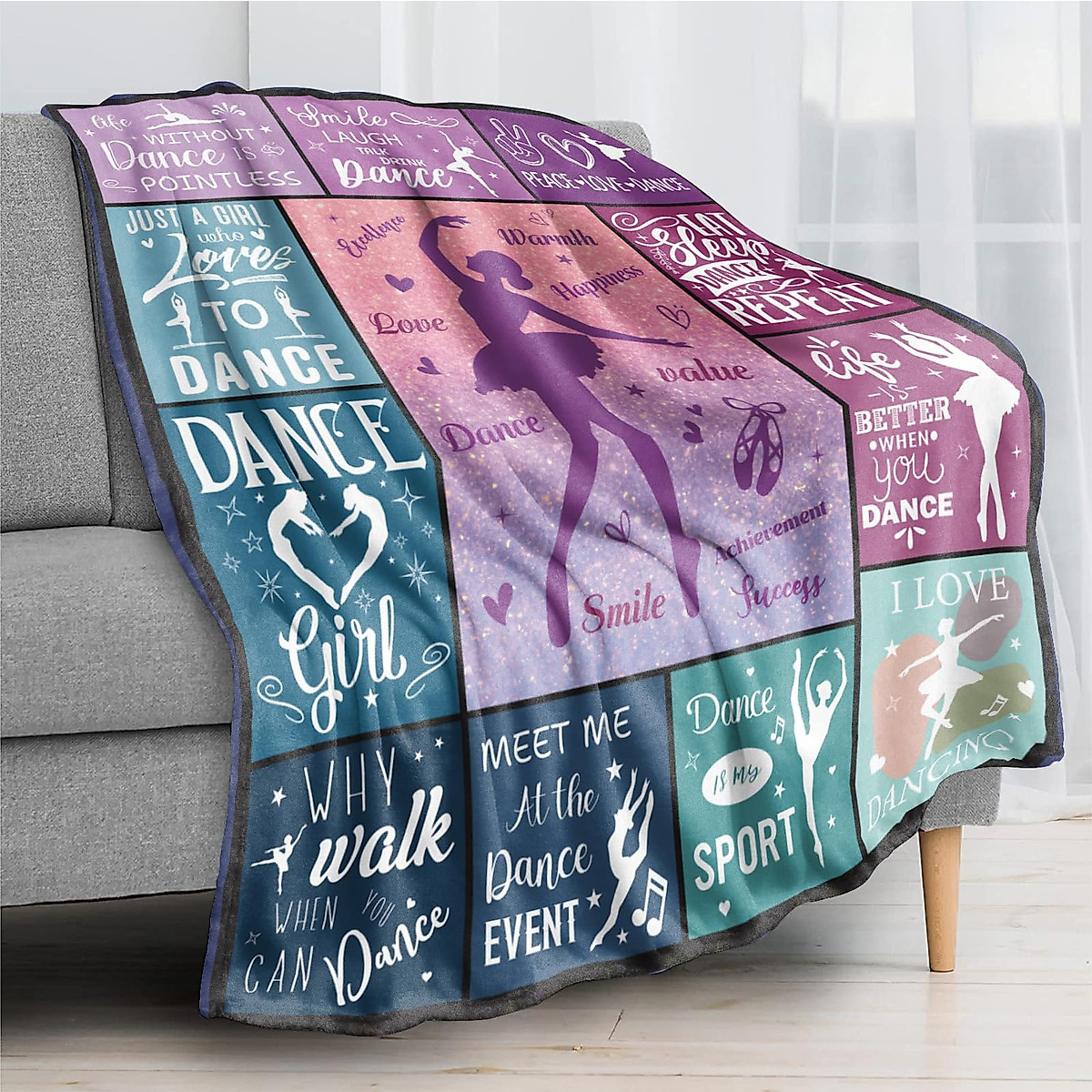 Dance Blanket Dance Present for Girls, Flannel Soft Warm Plush Sport Dance Throw Blanket for Girls Boys Teens Kids Dance Lovers All Season Couch Sofa Bed Living Room Decor 50"x60"
