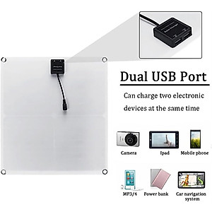 CAJUCA 20W Semi-Flexible Solar Panel, Car Battery Charger Portable Solar Panel DC Solar Charger with 10A Solar Controller for Car Motorcycle Boat