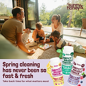 Sunny & Honey Carpet Miracle Powder - Dry Cleaner, Freshener & Deodorizer Powder for Kids & Pets (Wildberry Scent) - Carpet Cleaner & Upholstery Deodorizer