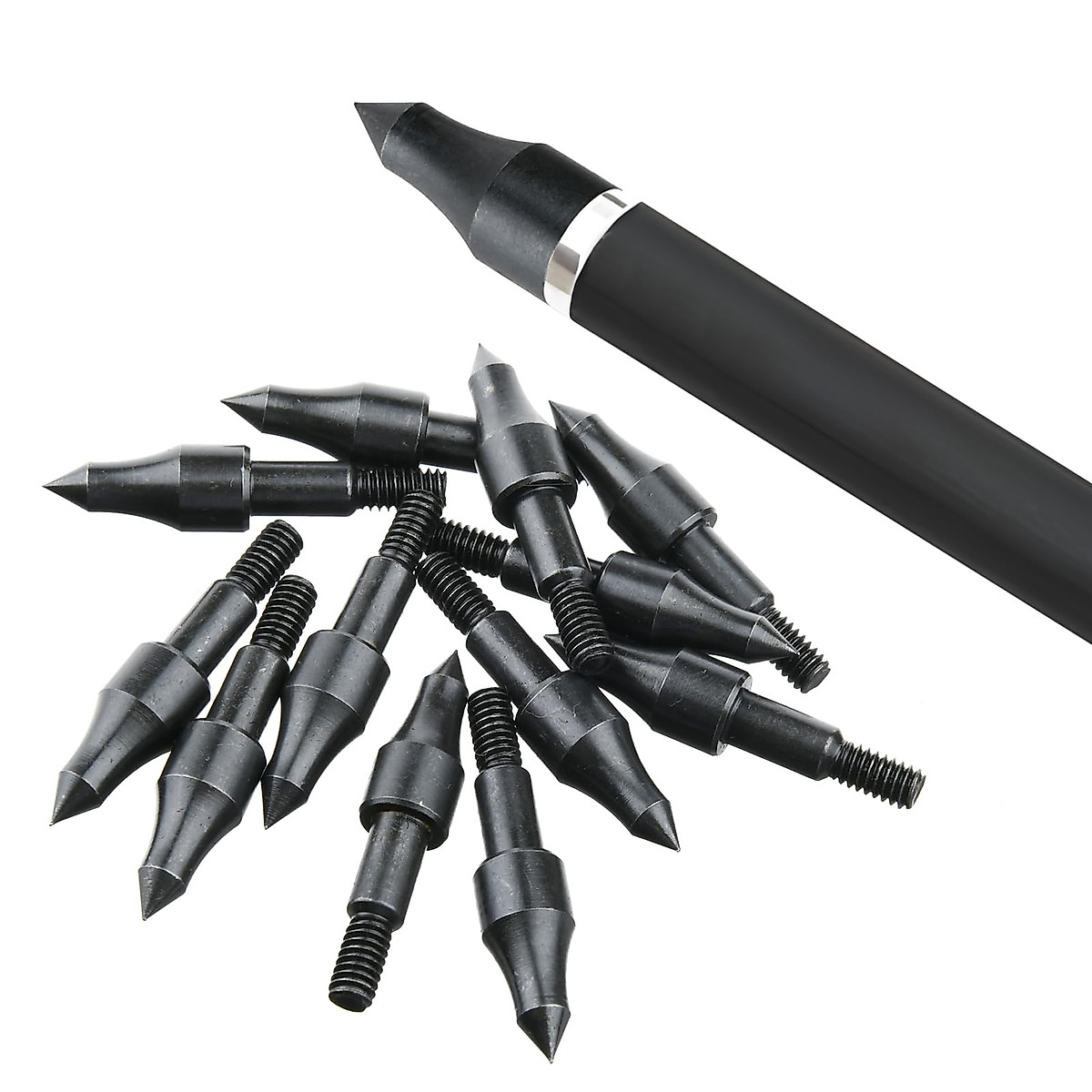 Cosmos 12 Pcs Screw-in Archery Bullet Points Arrow Tips Archery Target Practice Hunting Arrow Points for Recurve, Compound Bow, Crossbow, 100 Grain Each