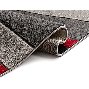 Well Woven Red Rad Waves Modern Geometric Stripes 7'10" x 9'10" Area Rug