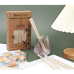 Eco Straws Disposable – Biodegradable Bamboo Paper Straw – Natural Compostable Long Drinking Straws for Cocktail, Smoothie, Coffee, Cereal, and Soft Drinks – Plastic Straws Alternative - 100pcs