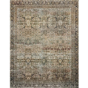 Loloi II Layla Collection LAY-03 Traditional Olive/Charcoal 5'-0" x 7'-6" Area Rug