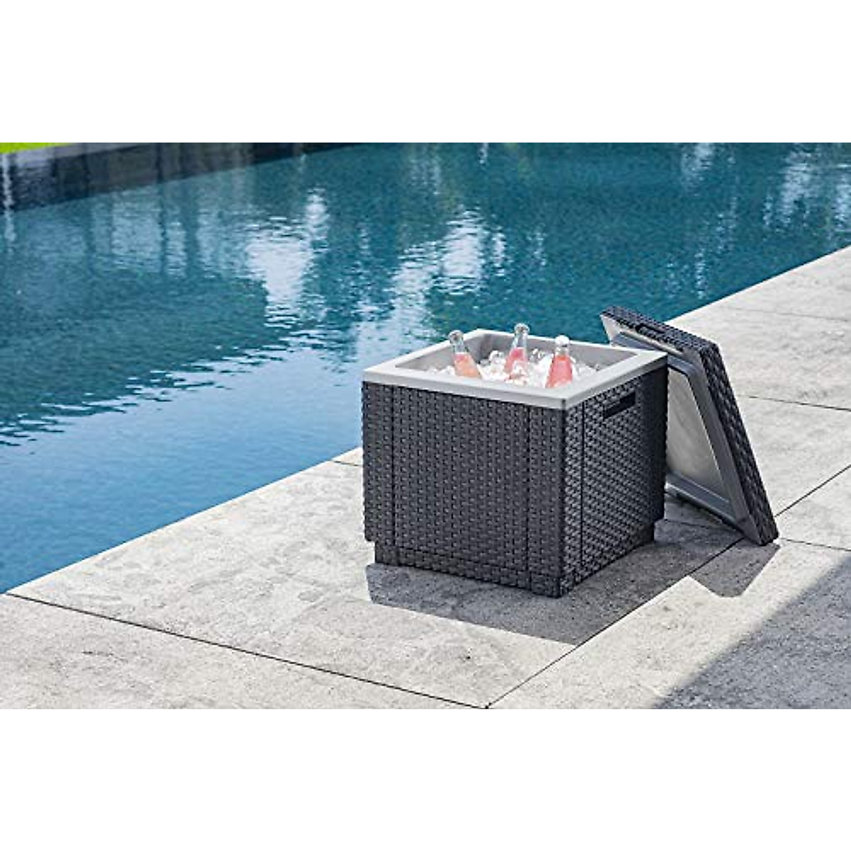 Keter Ice Cube Beer and Wine Cooler Table Perfect for Your Patio, Picnic, and Beach Accessories, Graphite