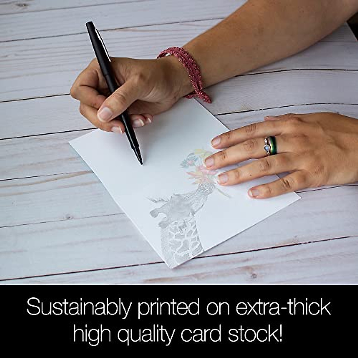 Tree-Free Greetings 12 Pack All Occasion Notecards,Eco Friendly,Made in USA,100% Recycled Paper, 4"x6",Checking in Giraffe (FS56865)