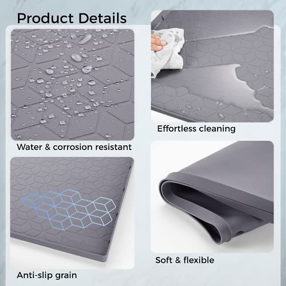 Waterproof Under Sink Mat for 36"Cabinet, Flexible Silicone Cabinet Protection Mat, Under Sink Tray, Drips Leaks Spills Protector, 35x22"Cabinet Liner for Kitchen, Bathroom