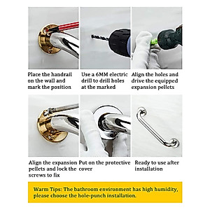 Grab Bars Bathroom Grab Bar Safety Shower Grab Bar Stainless Steel Chromed,Bathtub Shower,Bathroom, Kitchen, Stairs,Handrail Support - Handicap, Elderly, Injury,Senior Assist Bath Handle,SIL