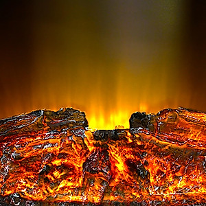 HOMCOM 22" Electric Fireplace Stove, Freestanding Electric Fire Place Heater with Realistic LED Flame, Adjustable Temperature, 1500W, White