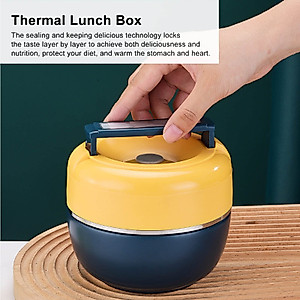 UPQRSG Stainless Steel Lunch Box, 0.8L Portable Food Warmer, 2 Layer Insulated Compartment Leakproof lunch Box, Food Jar Thermal Lunch Box