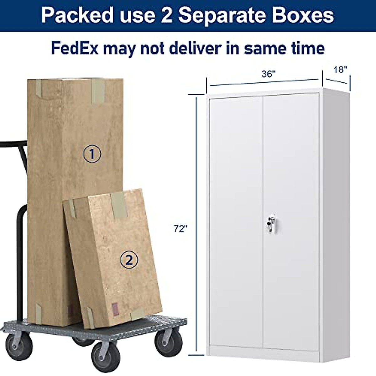 Aobabo Metal Storage Cabinet with 2 Doors, 72”H×36”W×18”D Locking Steel Storage Cabinet for Office,Garage,Gray Storage Cabinets with 4 Adjustable Shelves,Assembly Required