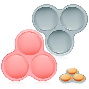 Mobestech 2Pcs Silicone Egg Molds Air Fryer for Egg Bites, Silicone Muffin Pans Chocolate Molds Muffin Tops, Breakfast Sandwiches, Hamburger Buns, Air Fryer Accessories (Blue+Pink)