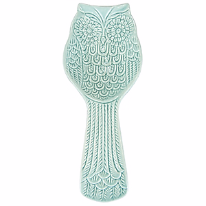 Home Basics Very Durable Tropical Owl Ceramic Spoon Rest, Blue
