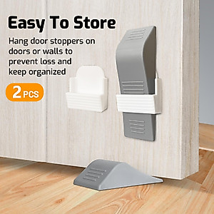 ROBLOCK Door Stoppers, 2 Pack Door Wedge for Bottom of Door Prevent The Lock-Outs, Floor Sturdy Stackable Door Stops for Carpet Heavy Duty Door (Gray)