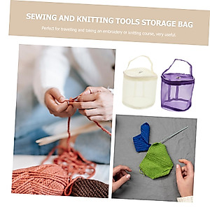 Gogogmee Mesh Tote 2pcs Wool Storage Bag Braid Accessories Thread Home Tools Woven Tote Bag Yarn Balls Organizer Basket Knitted Tote Bag Knitting Bag Mesh - Nylon Wire Clamp