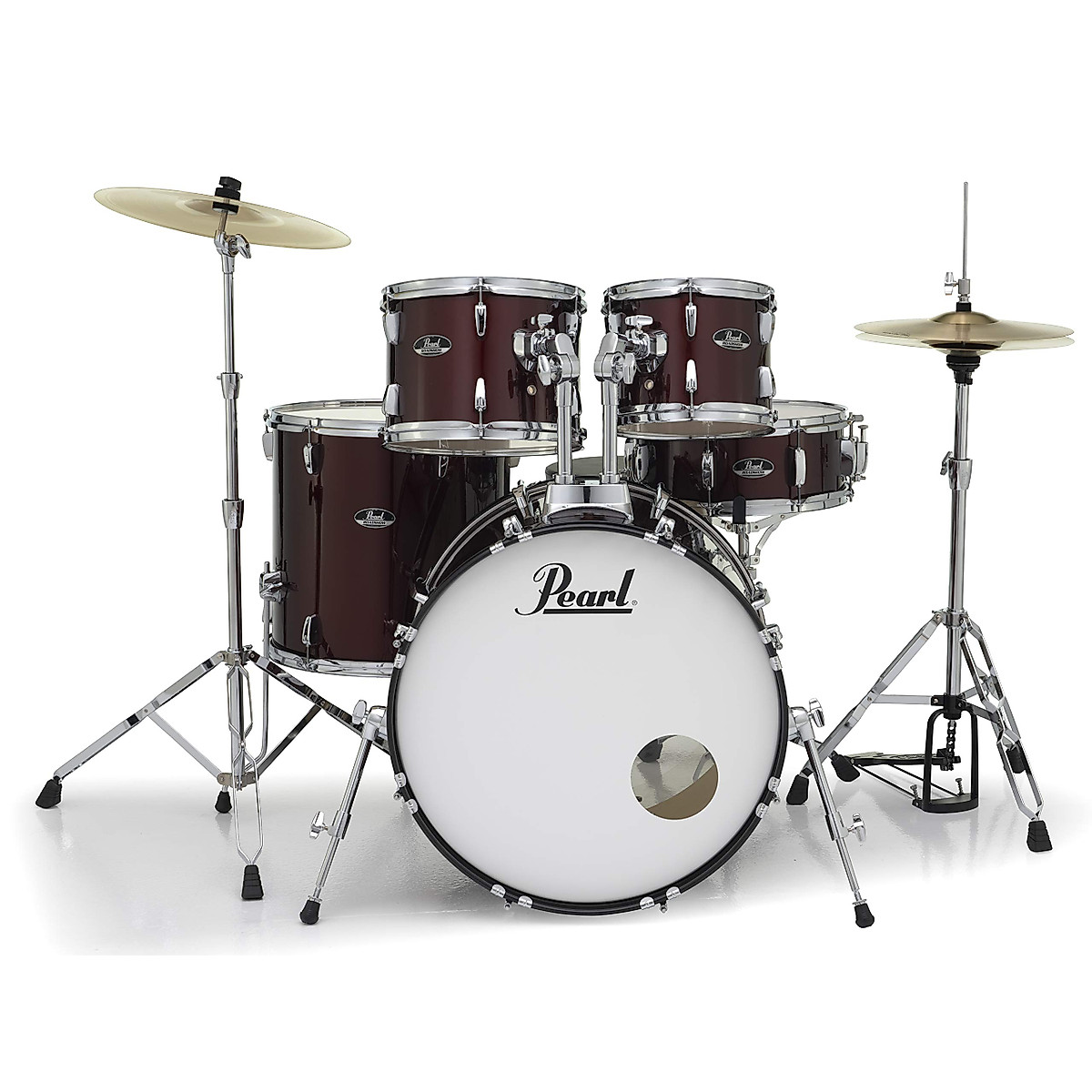 Pearl Roadshow Drum Set 5-Piece Complete Kit with Cymbals and Stands, Wine Red (RS525SC/C91)