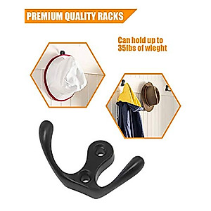 Kitchen Hardware Collection 10 Pack Wall Mounted Double Hook Coat Racks Black Clothes Hanging Racks for Entryway Towel Racks in Kitchen Bathroom