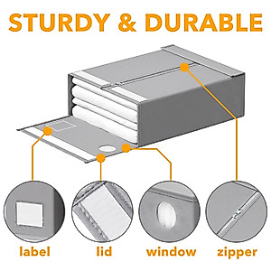 SpaceAid 6 Pack Bed Sheet Organizers and Storage, Foldable Sheet Organizer with Window for Linen Closet, Sheets Set Folder Keeper for Queen & King Size Bedding Storage (Gray)