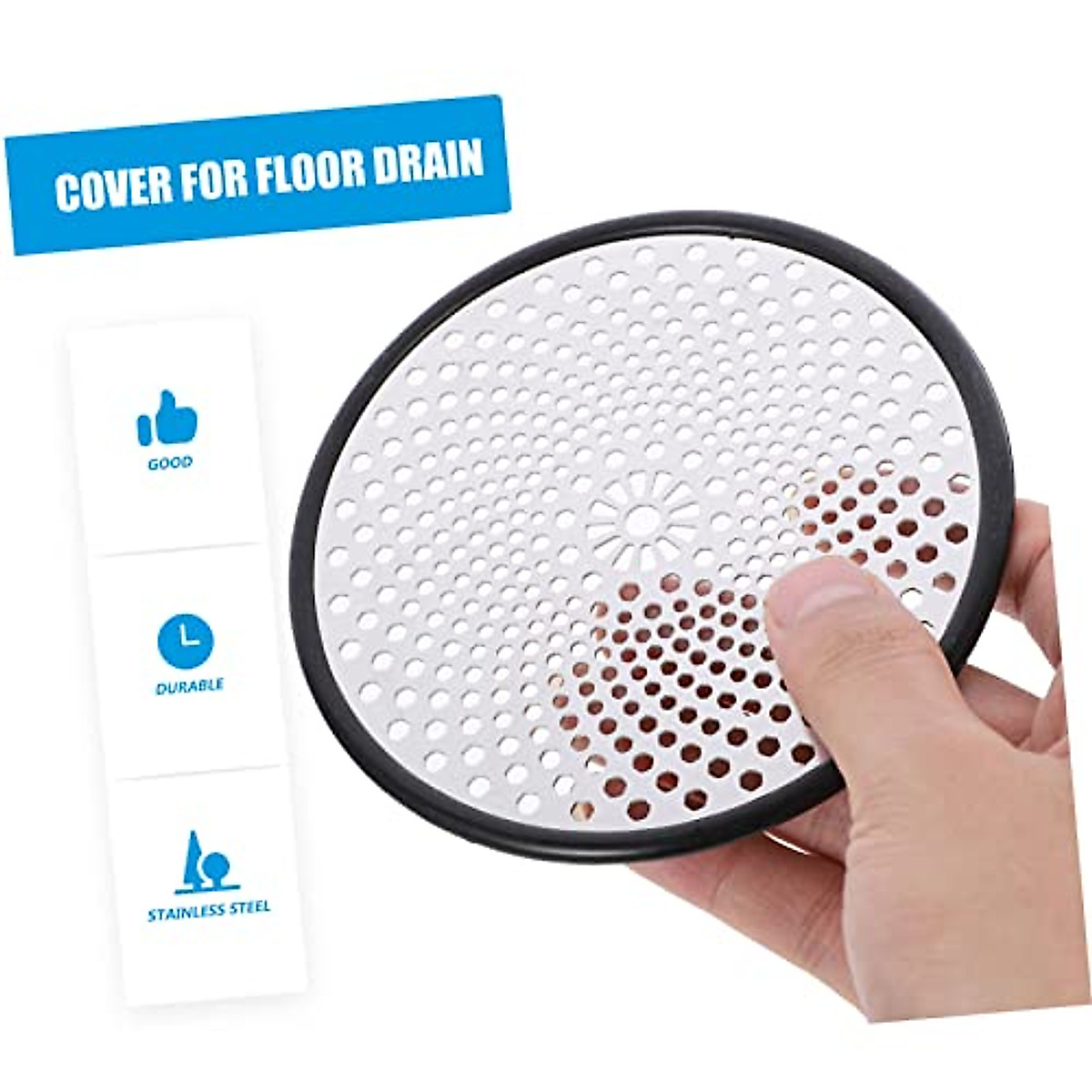FPVAWKBL Stainless Steel Floor Drain Cover Hair Sink Kitchen Sink Strainer Shower Drain Cover Sink Drain Cover Bathtub Drain Protector Stainless Hair Catcher Bathroom Drain Covers Filter, Silverx5pcs