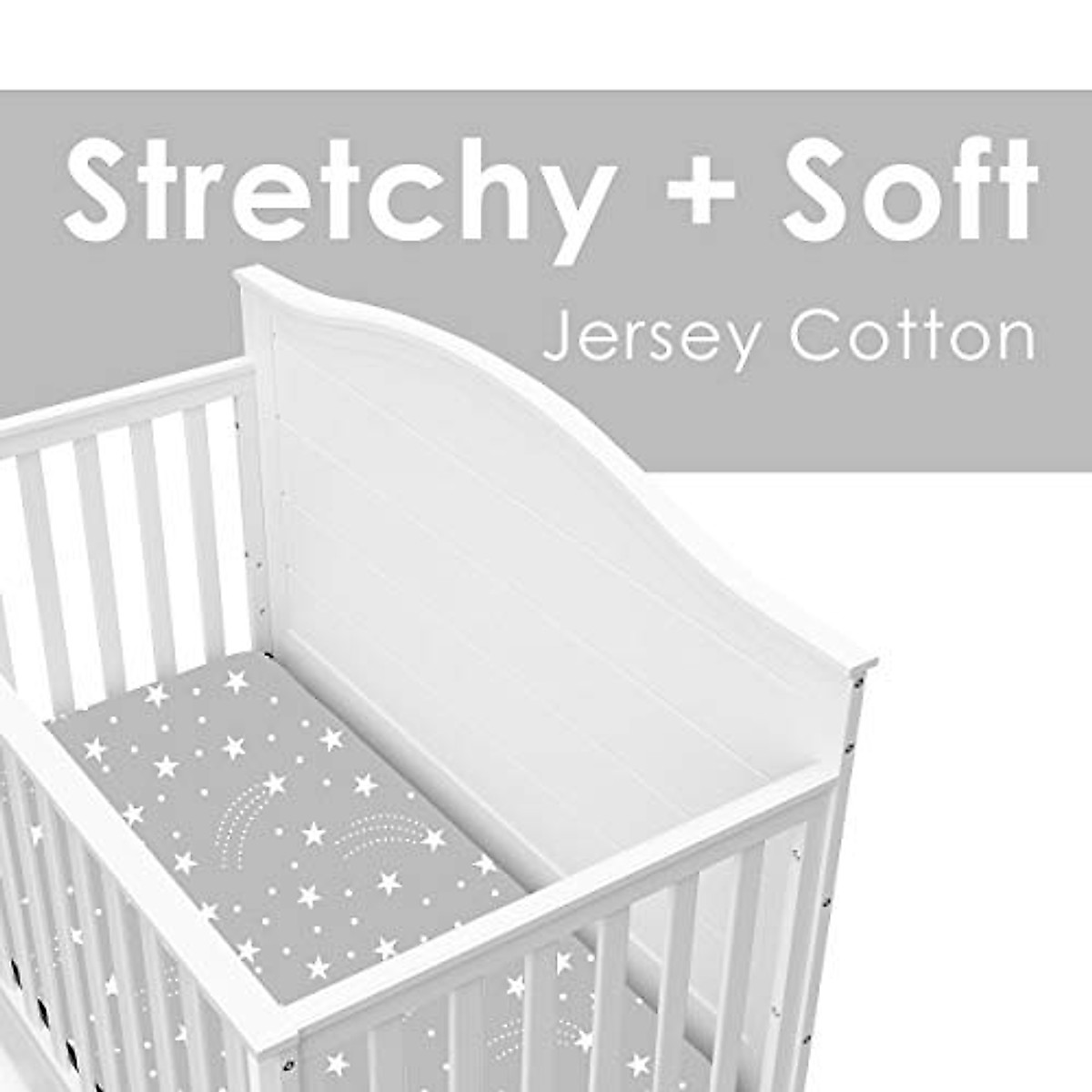 GROW WILD Crib Sheets for Boys or Girls | 3 Pack Soft Stretchy Jersey Cotton Fitted Crib Sheet Neutral | Grey White Navy Blue Baby Crib Sheets for Girl, Crib Mattress Sheet or Toddler Bed Sheets