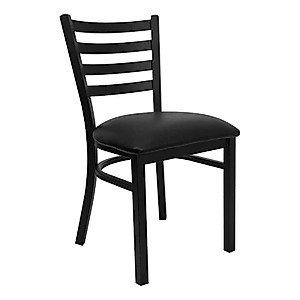 Pemberly Row 19.5" Industrial Metal Ladder Back Dining Chair in Black