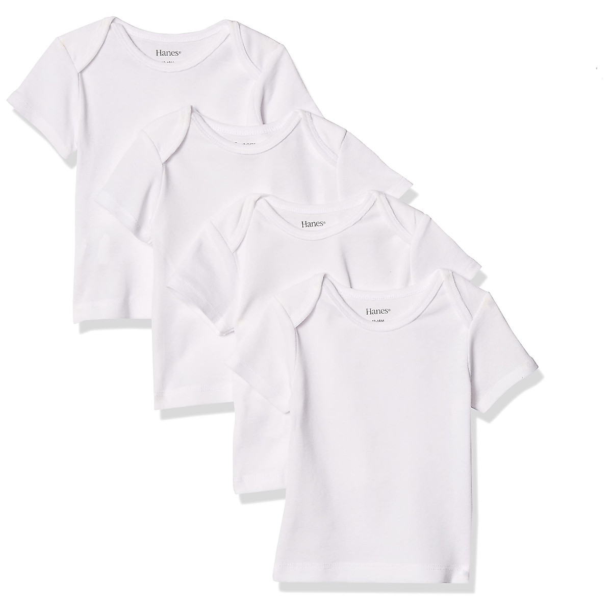 Hanes Baby T, Flexy Soft Stretch Shirt, Expandable Shoulder, 4-Pack, Diamond White, 18-24 Months