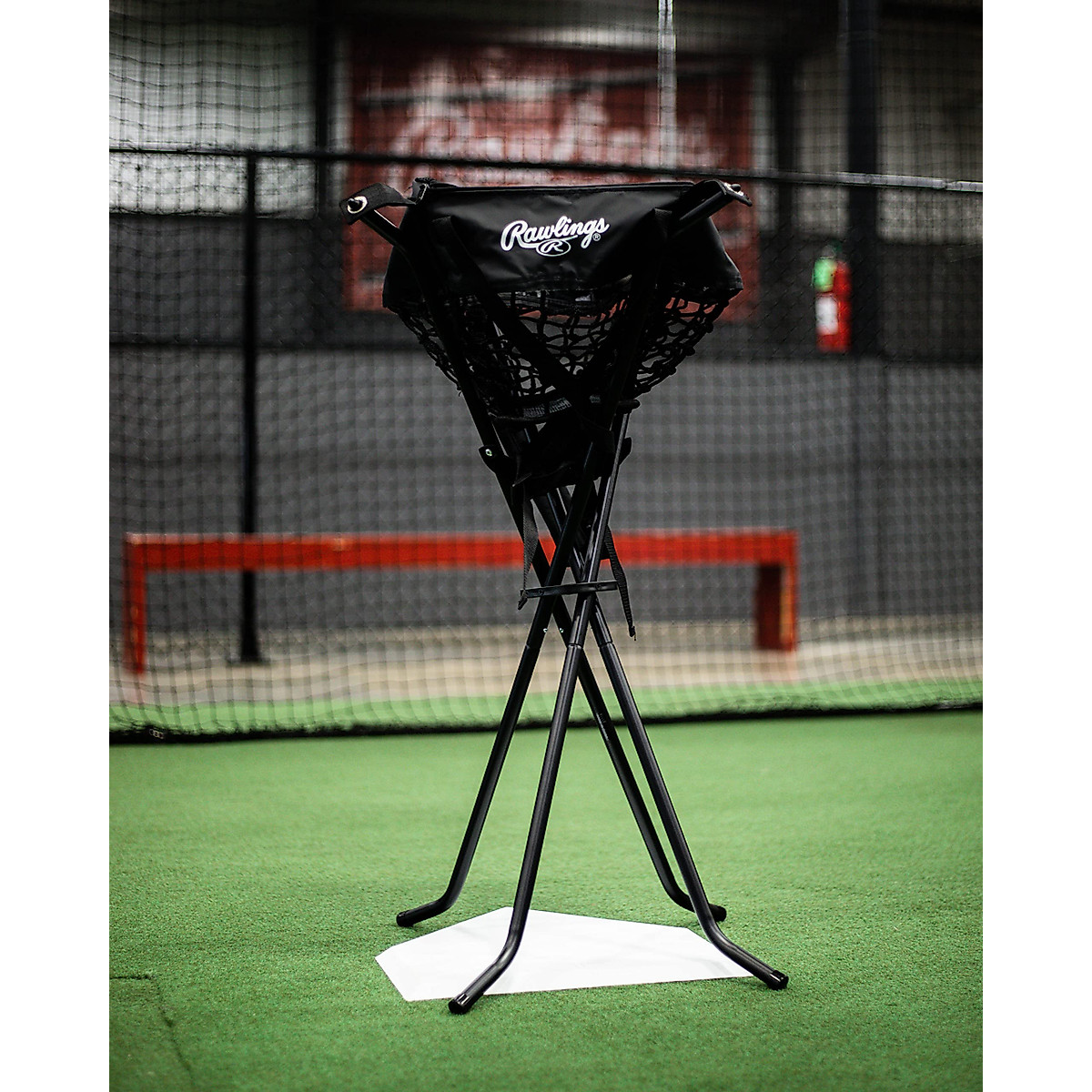 Rawlings | Ball Caddy | Holds 100+ Baseballs / 50+ Softballs | Includes Stand & Net Bag,Black