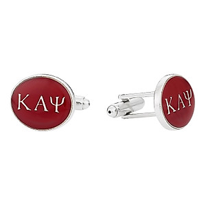 Cuff-Daddy Kappa Alpha Psi Fraternity Cuff Links with Hard-Sided Presentation Gift Box Paraphernalia - Crimson Red & Silver Storage Travel Special Occasions Cufflinks for Men