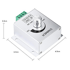 SUPERNIGHT 12V Dimmer Switch, Dimmer Knob Aluminium Case DC12V-24V 8A Single Channel Knob Dimmer Controller for LED Strip Bulb Lamp Light 5050 3528 5630 Single Color LED Strips