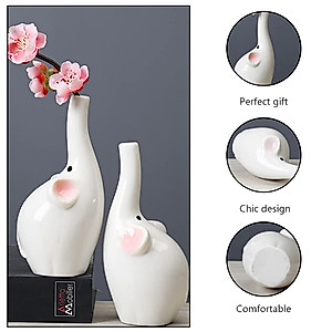 BESPORTBLE Cartoon Elephant Vase Flower White Pot Ceramics Flower Pot Ceramics Ornament Ceramics Vase Indoor Vase Adornment White Vase Cartoon Vase Ornament Elephant Adornment