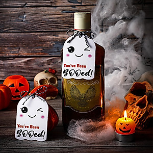 Tenceur 80 Pcs You've been Booed Halloween Tags with Rope, Ghost Boo Gift Tags for Presents Halloween Party Favor Tags Hanging Gift Label for Halloween Party Decoration, Trick or Treat Candy Boxes