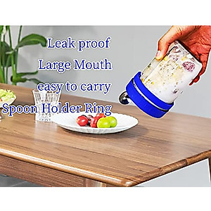 KETWOD Overnight oats containers jars with lids and spoons.The 16oz mason jars for overnight oats can store oats, fruits, vegetables, chia seeds, etc. four colors overnight oats jars.