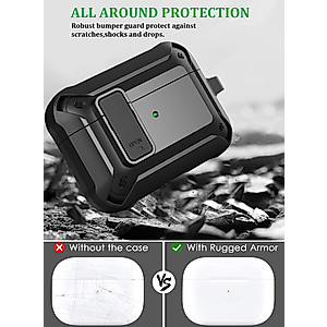 Olytop Airpods Pro Shock Case with Lock Black+Airpods Pro Protective Case Cactus