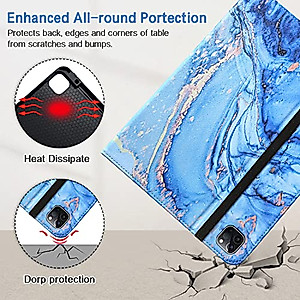 Zonefoker for New iPad Pro 12.9 Case 6th/5th/4th/3rd Generation 2022/2021/2020/2018, 12.9 inch ipad Pro Leather Folio Cover with Pencil Holder, Multi-Angle Viewing Stand, Auto Wake/Sleep, Marble Blue
