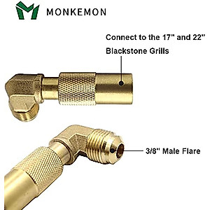 Monkemon Propane Elbow Adapter with Extension Hose, 12FT Propane Quick Connect Hose RV to Grill for Blackstone 17" and 22" Griddle, Lp Quick Connect Hose Rv Grill For Camp Chef Stove Portable Fire Pit