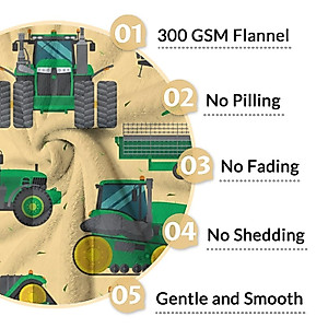 Tractor Blanket - Soft, Fuzzy & Warm - 40"x50" Small Blanket for Couch, Sofa - Green Cute Throw Gifts for Boys