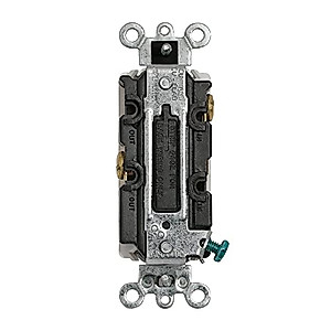 Leviton 5655-2W, White Decora Plus Single Pole Rocker Switch, Momentary Contact, Commercial Specification Grade, 15 A, 125 V, Back and Side Wire, Self-Grounding