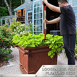 VNIMTI Garden Fork,4-Tine Spading Fork,Compost Fork,Steel Digging Fork,45Inch,Steel Y-Grip,Wooden Handel