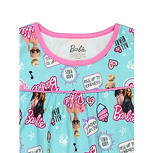 Barbie Girls Flannel Granny Gown Nightgown Pajamas (8, Turquoise)