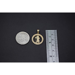 CaliRoseJewelry 10k St Christopher Protect Us Round Charm Pendant in Yellow Gold