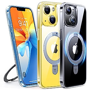 TORRAS UPRO Ostand Magnetic iPhone 14 Case/iPhone 13 Case [Compatible with MagSafe] [MIL-Grade Shockproof] [Anti-Yellowing Tech] Clear Case for iPhone 14/iPhone 13, 6.1'', Diamond Clear