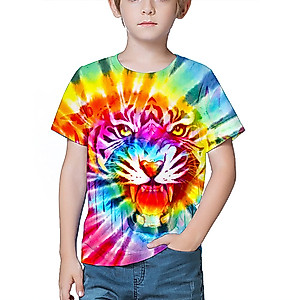 LAIDIPAS Boys Girls T-Shirt Kid Funny 3D Colorful Tee Shirts Animal Design Short Sleeve Top Tee Size 8-10 Years