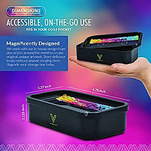 V Syndicate 5" x 2.8" x 1.5" Mini Metal Storage Box with Rolling Tray Lid - Airtight Rolling Tray Lid to Avoid Moisture and Smell - Flex Your Style with 360 Print of Original Interactive Artwork on All Sides (Syndicase 2.0, Cassette)