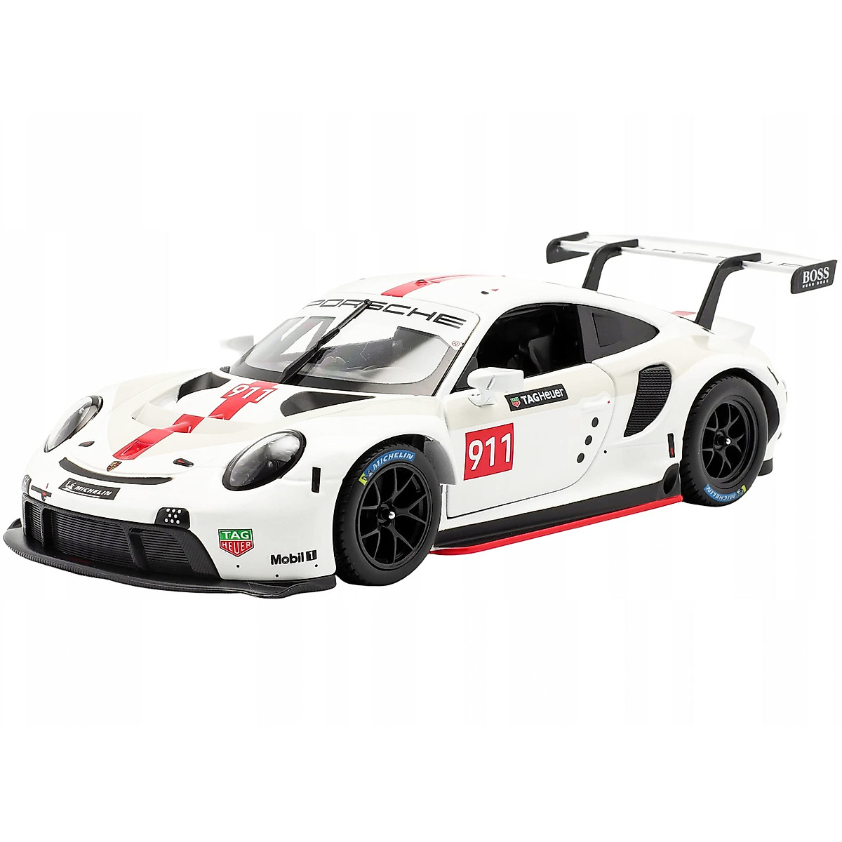 Bburago Die Cast Model Cars Porsche 911 RSR GT #911 White Race Series 124 Diecast Model Car by Bburago 28013