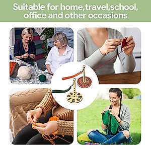2Pcs Portable Wrist Yarn Holder Spinner for Crocheting, Wooden Yarn Ball Minder Stand with Leather Wristband, Twizzling Yarn Storage Knitting Supplies Crocheting Presents for Craft Lovers