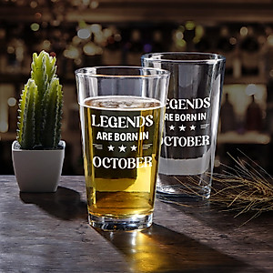 Futtumy Birthday Beer Glass Gifts for Men, Legends are Born in October Beer Glass, Funny October Birthday Gift for Men Husband Dad Boyfriend Uncle Son Coworker Boss, 40th 50th 60th Birthday Gifts Idea