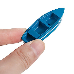 BESPORTBLE 6 Sets Miniature Rowboat Mini Blue Wood Boat with Oars Canoe Model Figurines Fairy Garden Miniatures Nautical Home Decorations (Boat+2 Paddles)