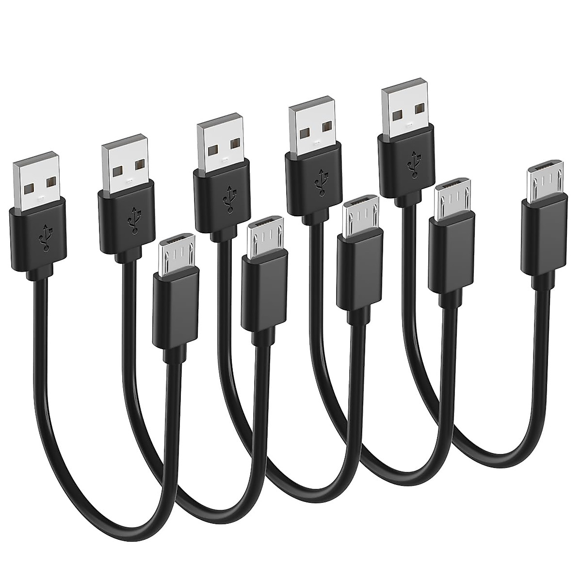 Short Micro USB Cable 1ft, 12 inch Fast Android Charger Cord for Samsung Galaxy,Fire Stick,Power Bank,Moto,MP3,PS4,Chromecast,Micro USB Charging Cable for Kindle Tablet,USB A to Micro B Station,5 Pack