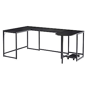Merax U-Shaped Computer, Industrial Corner Writing CPU Stand, Gaming Table Workstation Home Office Desk, 78.7" L x 47" W x 30.1" H, Black