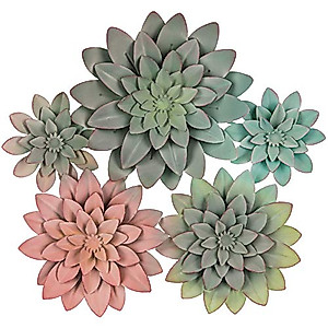 3D Metal Succulent Wall Decor - Multicolored Cluster , Hand Painted, Hanging Metal Flowers Wall Decor for Living Room, Bedroom, Kitchen, Bathroom - Flower Wall Art for Indoor & Outdoor Decor